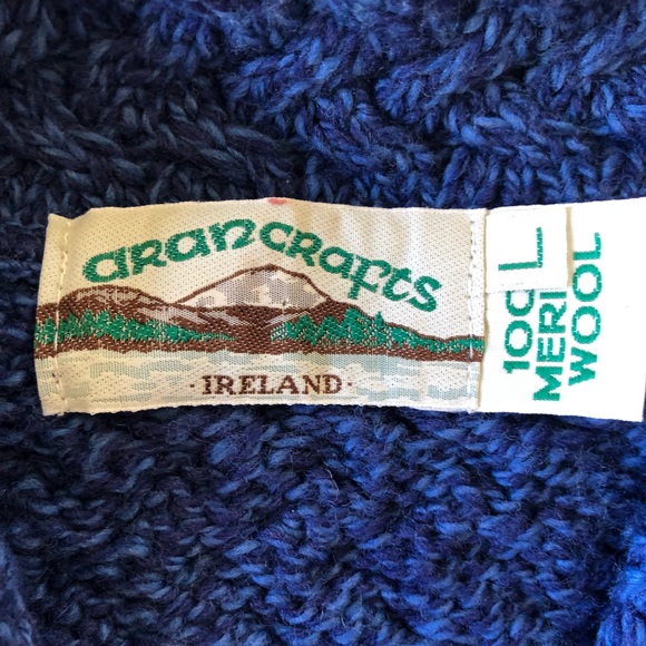 Aran Crafts | Sweaters | Aran Crafts Ireland Honeycomb Blue Wool ...